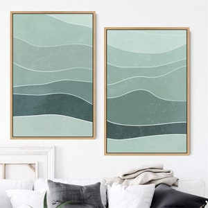 SIGNWIN 2 Piece Framed Canvas Wall Art Minimalist Abstract Painting ...