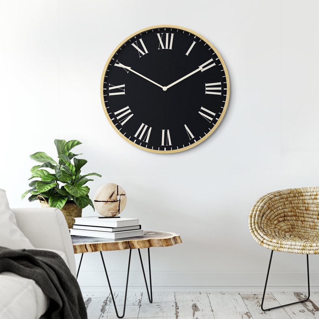 24in Wood Wall Clock, Mid Century Modern Wall Clock, Retro Oversized ...