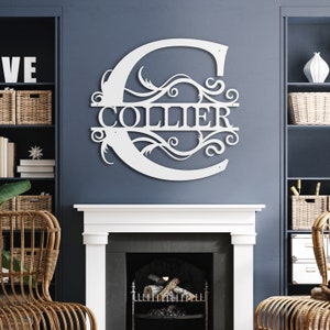 Custom Metal Signs Monogram Wall Decor Metal Wall Art Last Name Sign ...