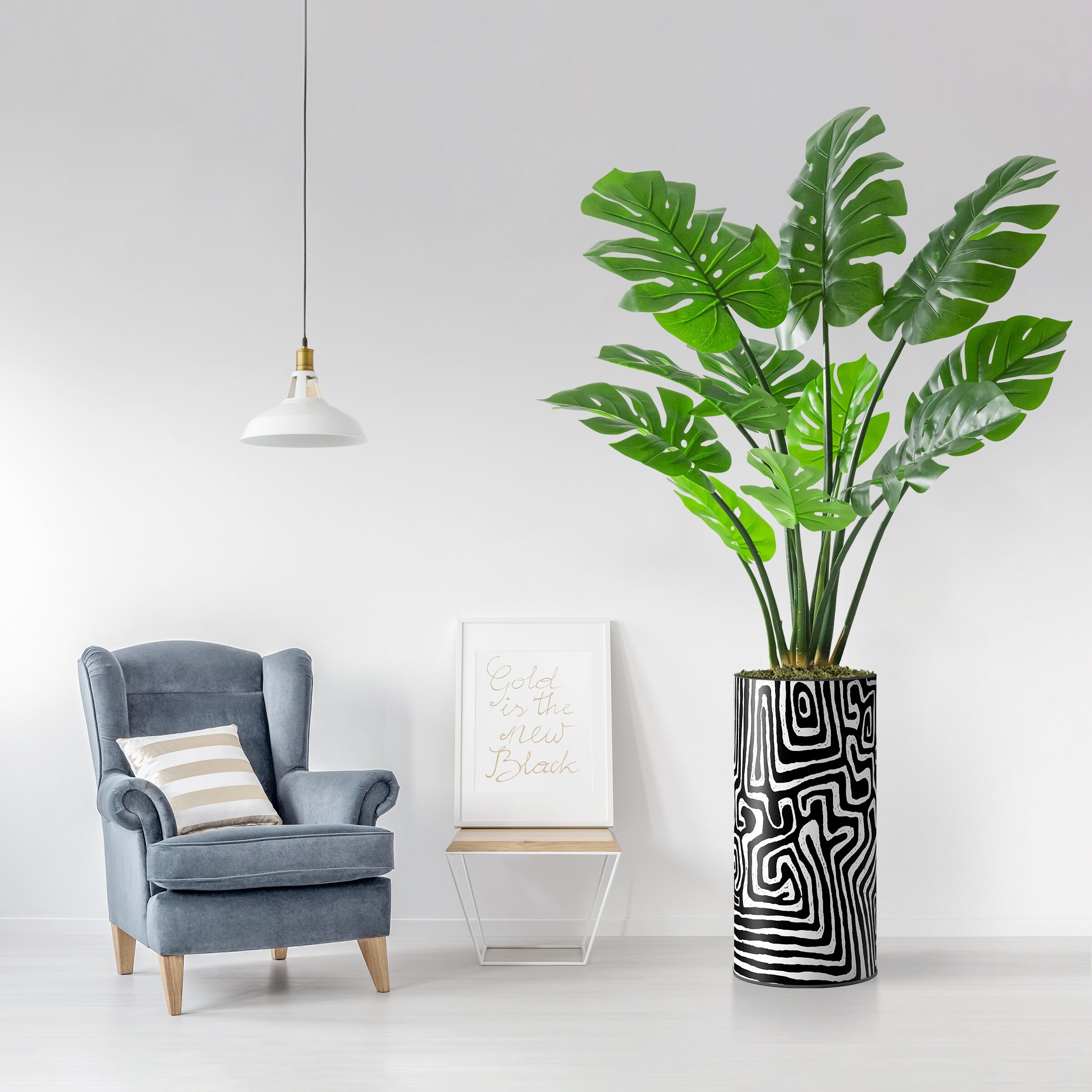 Artificial Tree in Modern Geometric Pattern Planter Fake - Etsy