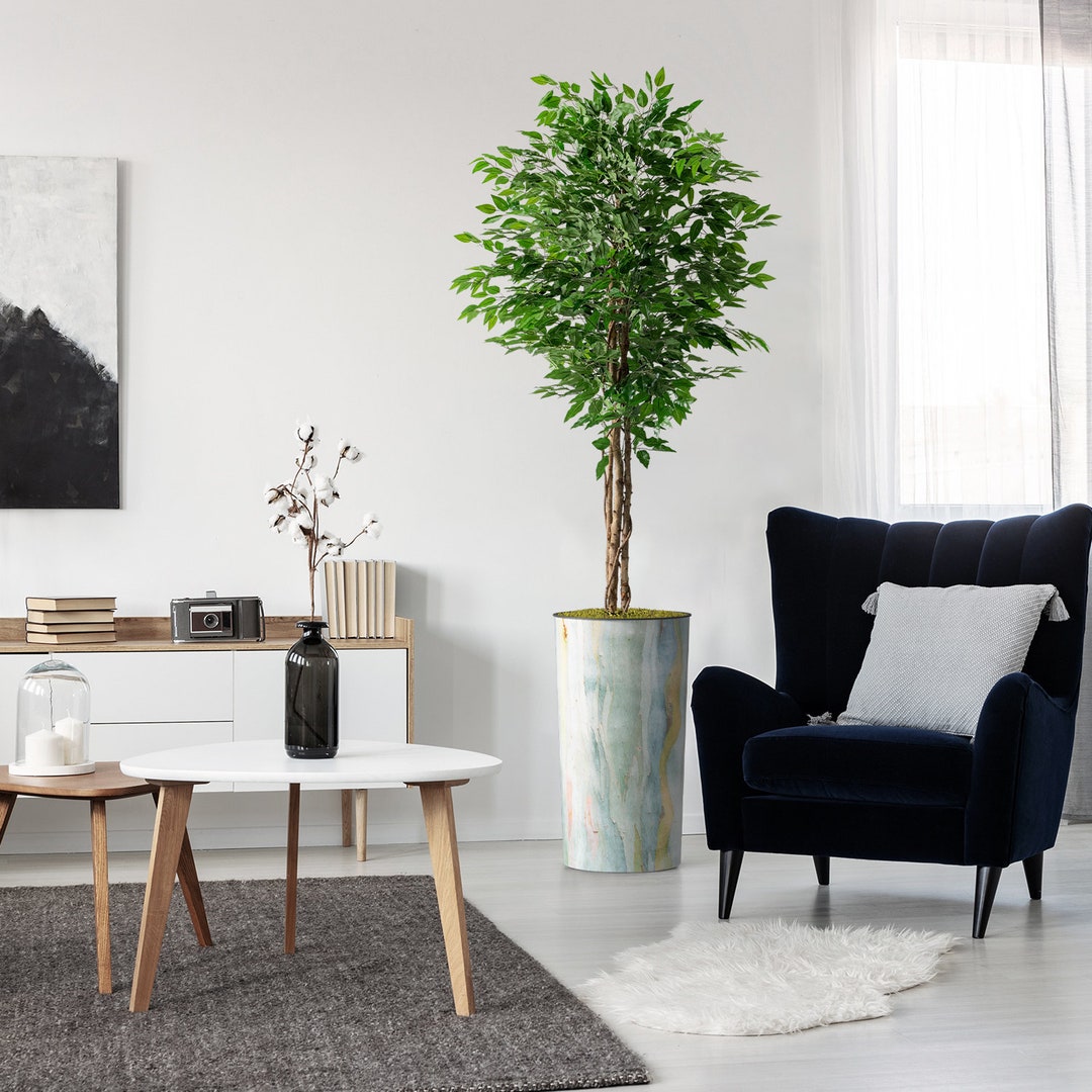 Artificial Tree in Modern Planter, Fake Ficus Silk Tree, Artificial ...