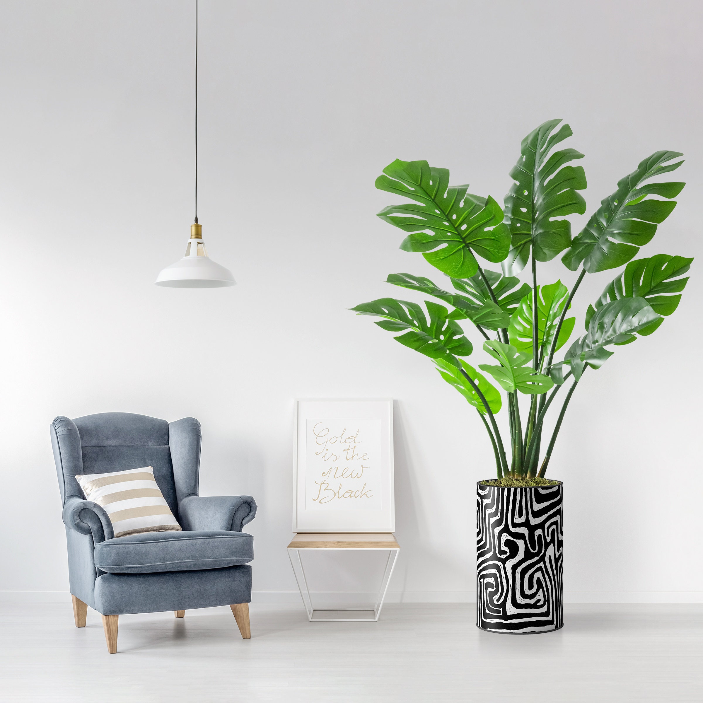 Artificial Tree in Modern Geometric Pattern Planter Fake - Etsy