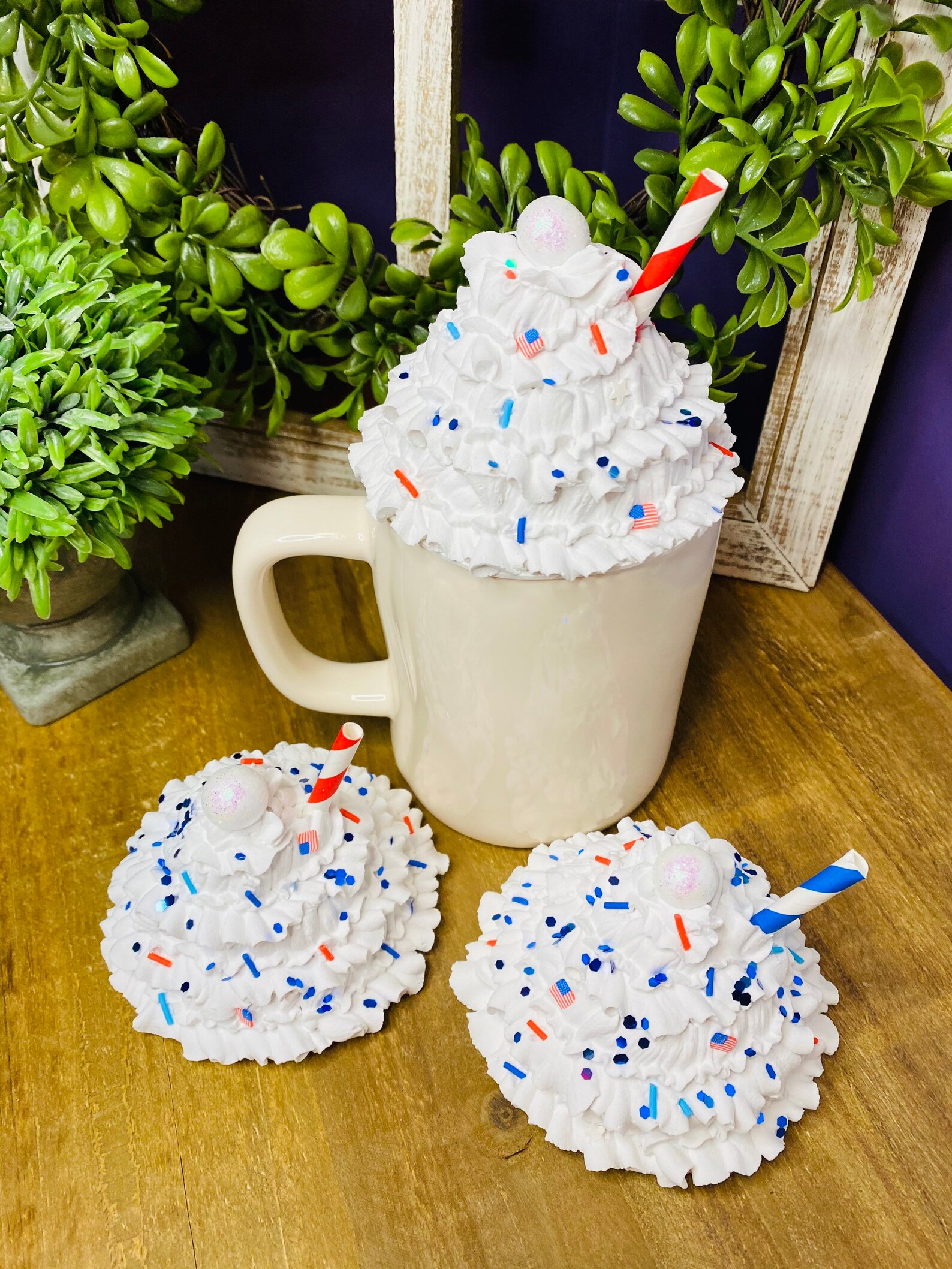 Patriotic Mug Topper Faux Patriotic Mug Topper Gift for Mom - Etsy