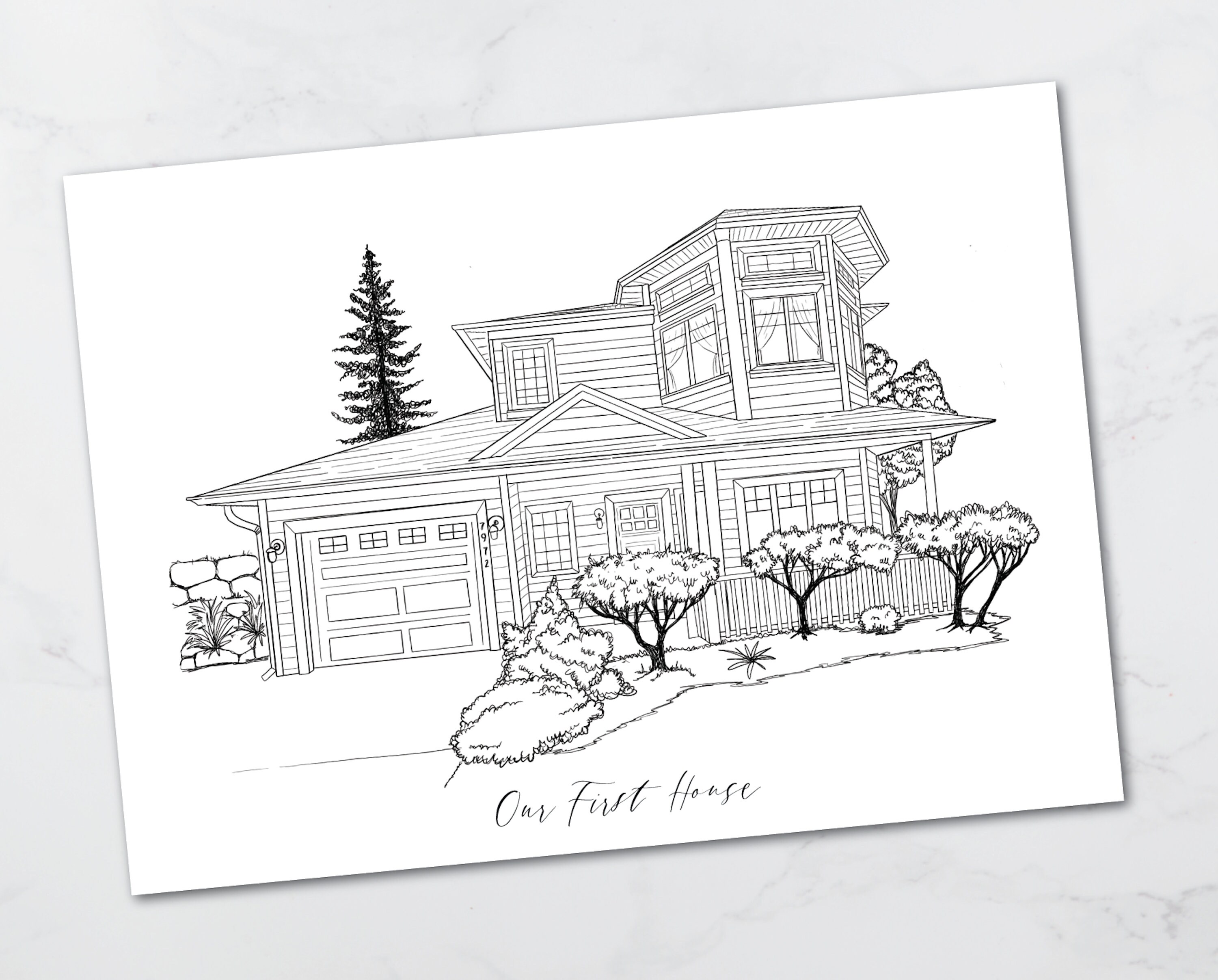 CUSTOM HOUSE ILLUSTRATION - Custom Hand Drawn Digital House ...