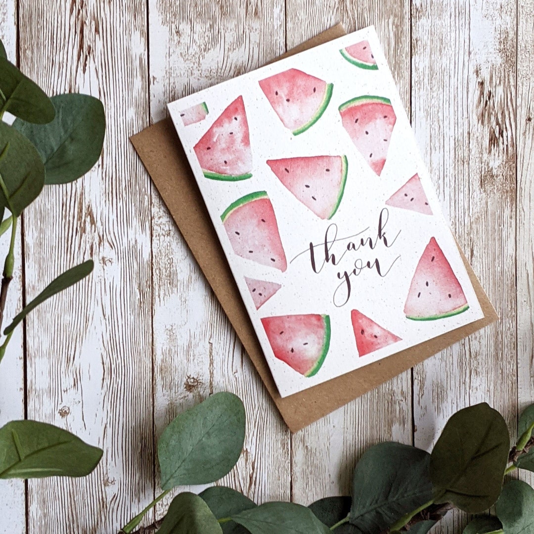 Thank You Watermelons Card | Hand Painted Watercolour Calligraphy ...