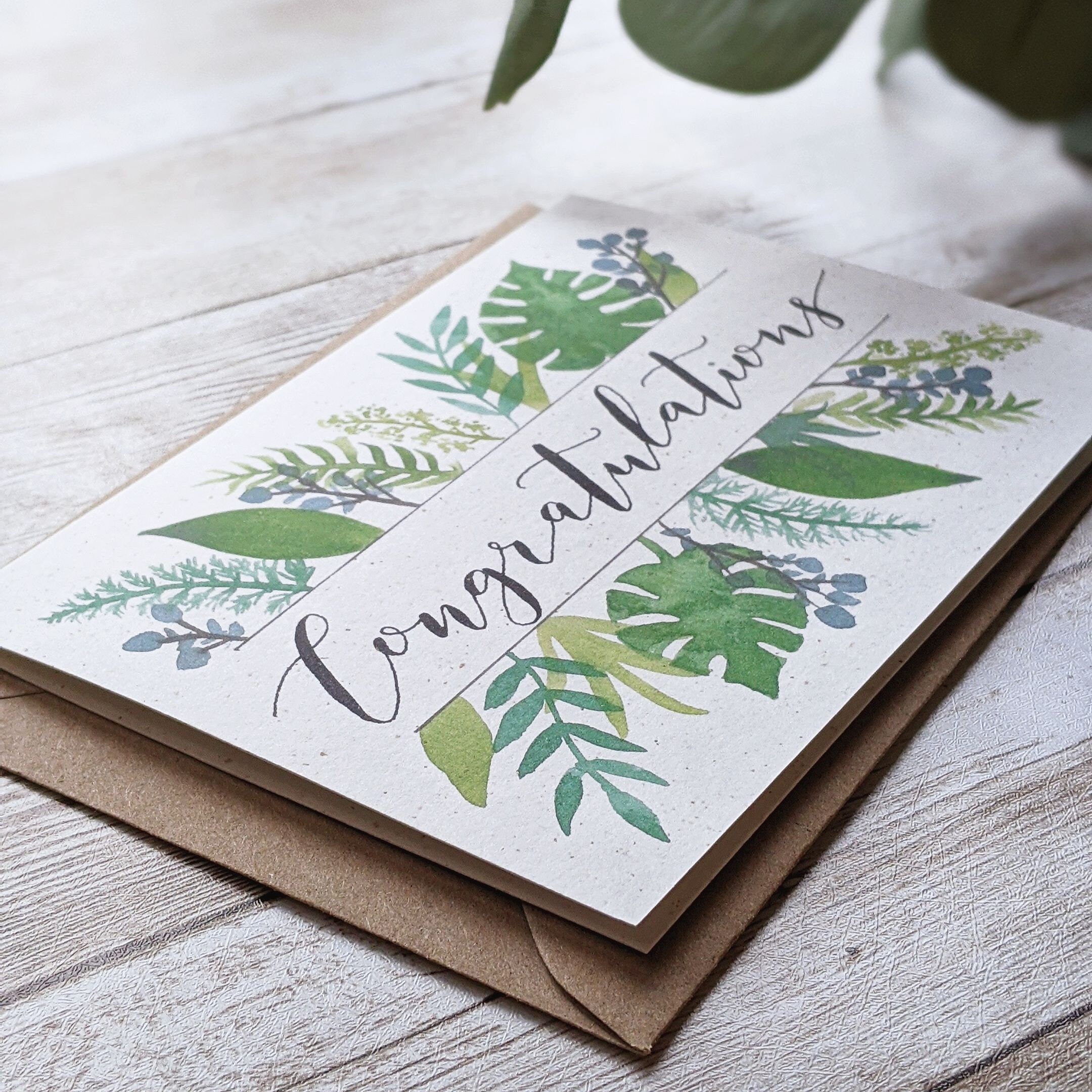 Botanical Congratulations Watercolour Card | Hand Painted Watercolour ...