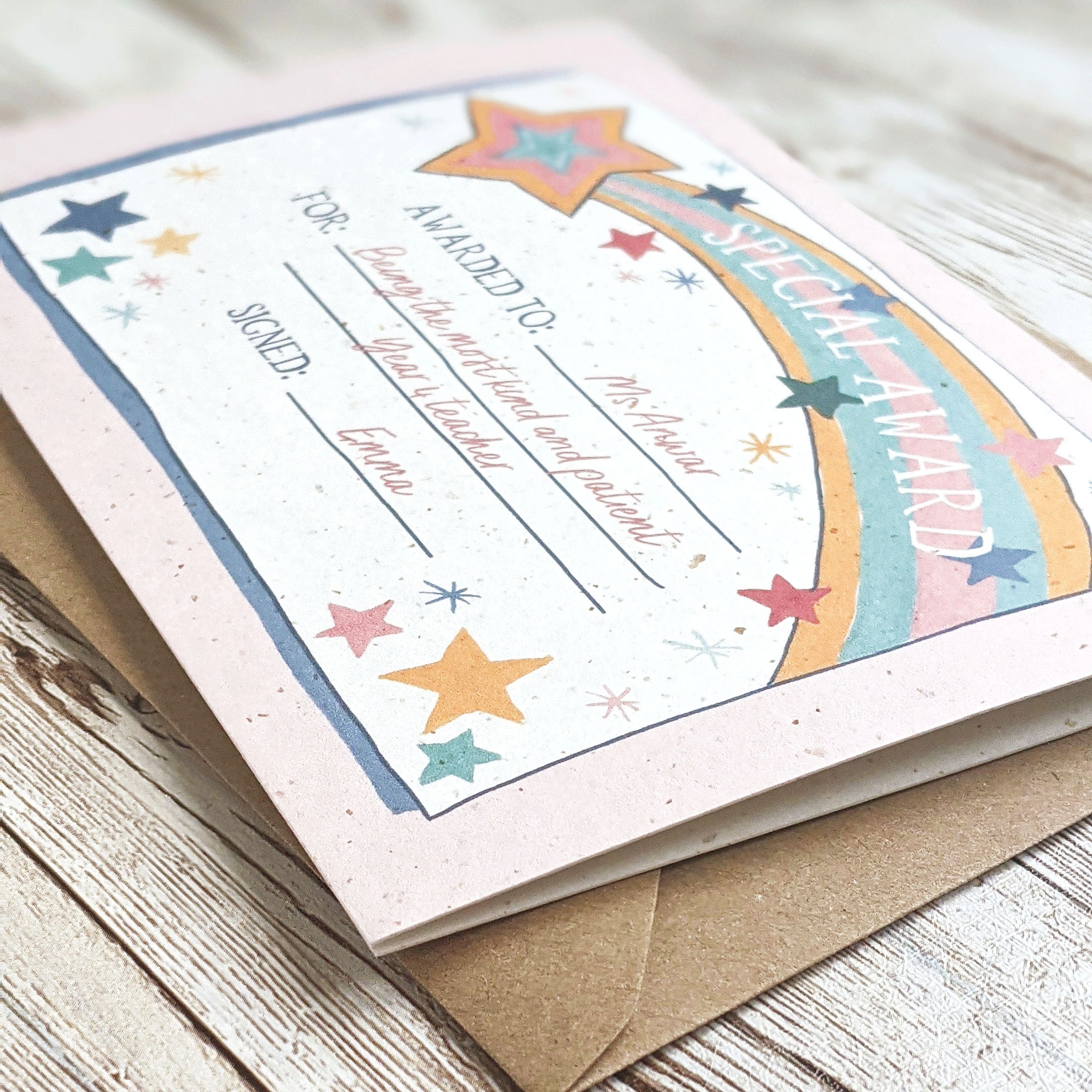 Personalised Special Award Certificate Card Custom Fill in - Etsy