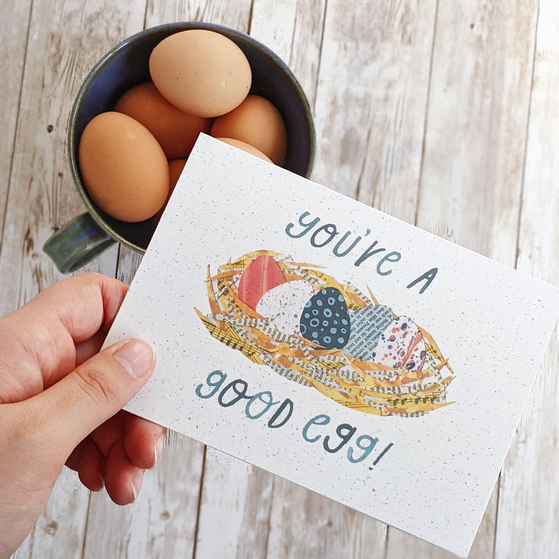 You're A Good Egg Card Watercolour Collage Artwork | Etsy