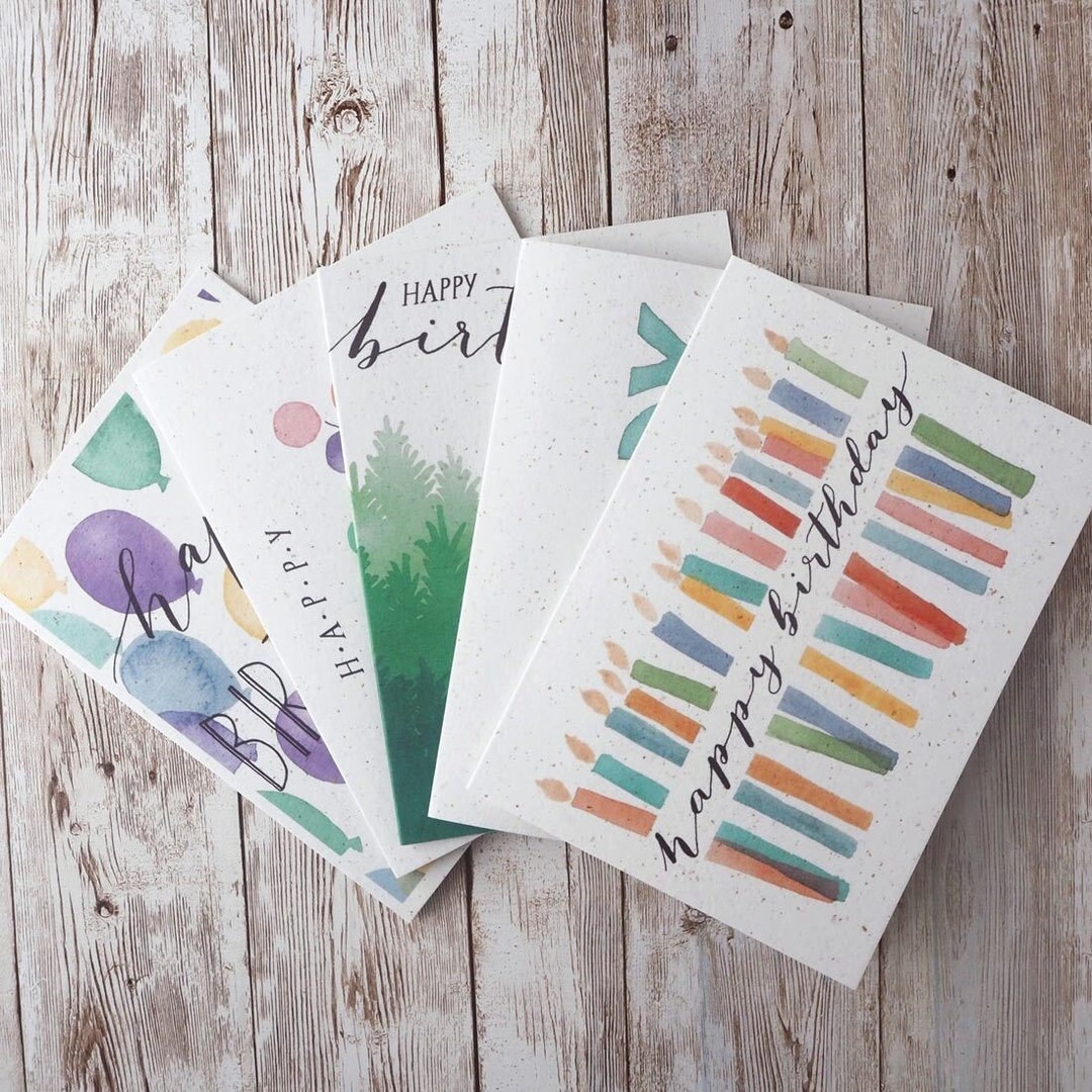 Happy Birthday Card Multipack | Pack of 5 or 10 | Hand Painted ...