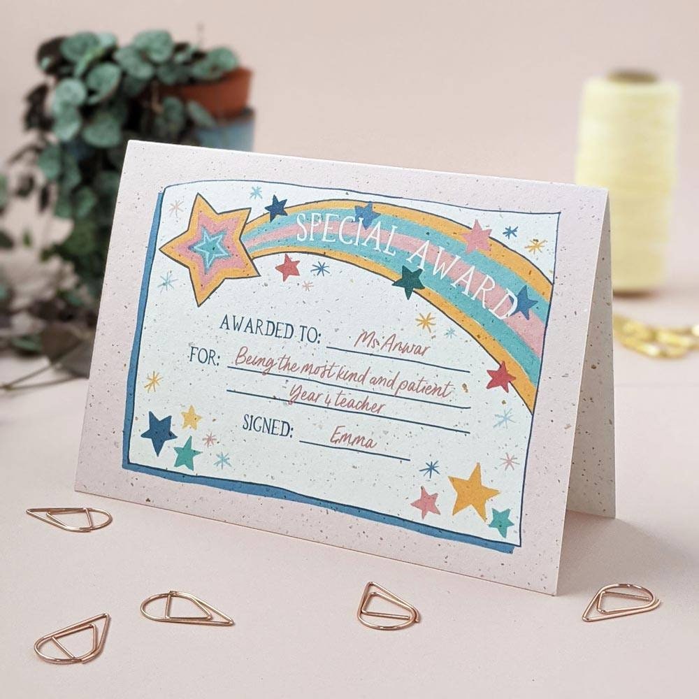 Personalised Special Award Certificate Card Custom Fill in - Etsy