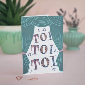 Toi Toi Toi | Opera Theatre Good Luck Card | Blank A6 or A5 Greetings ...