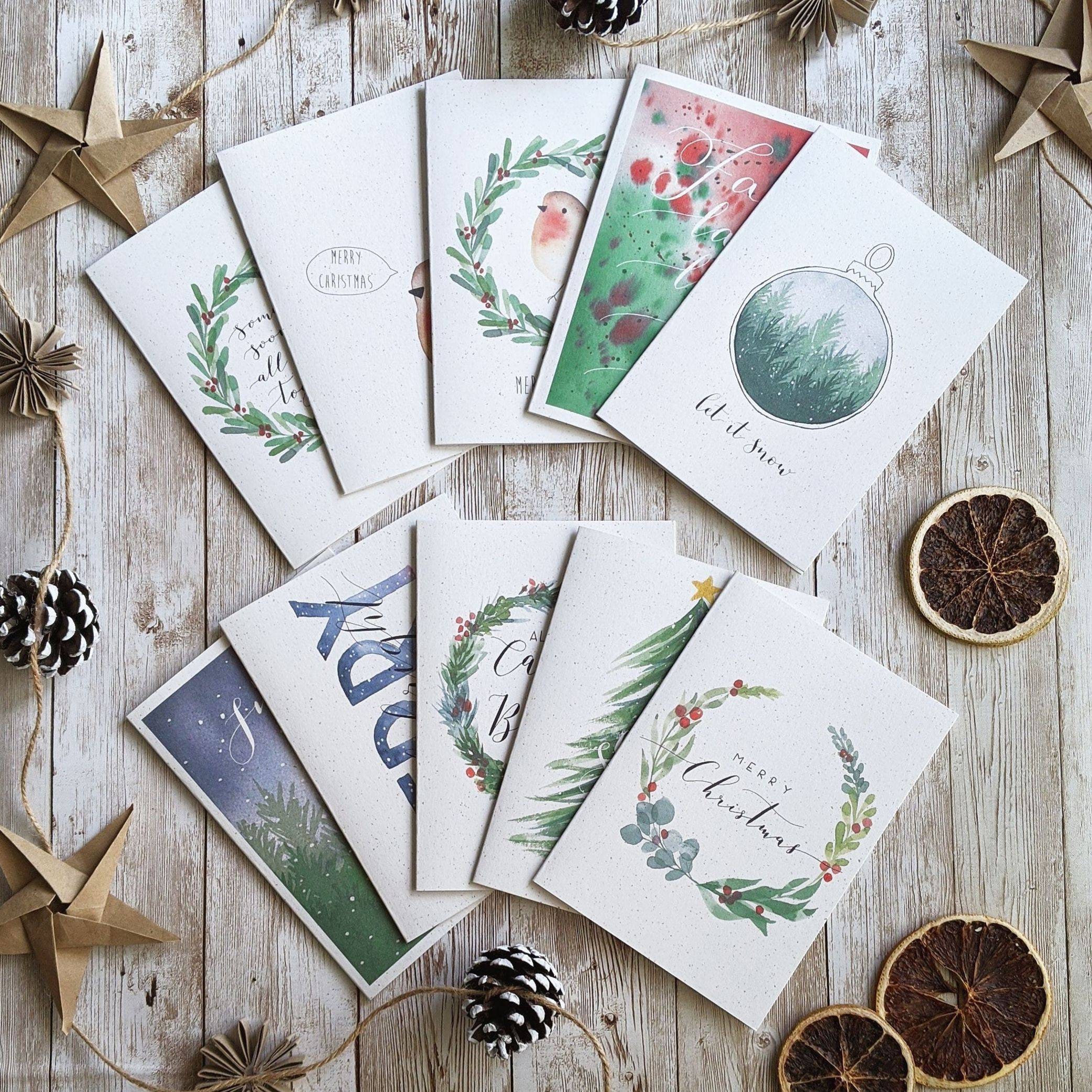 Christmas Card Variety Collection | Set of 10 or 20 Hand Painted ...