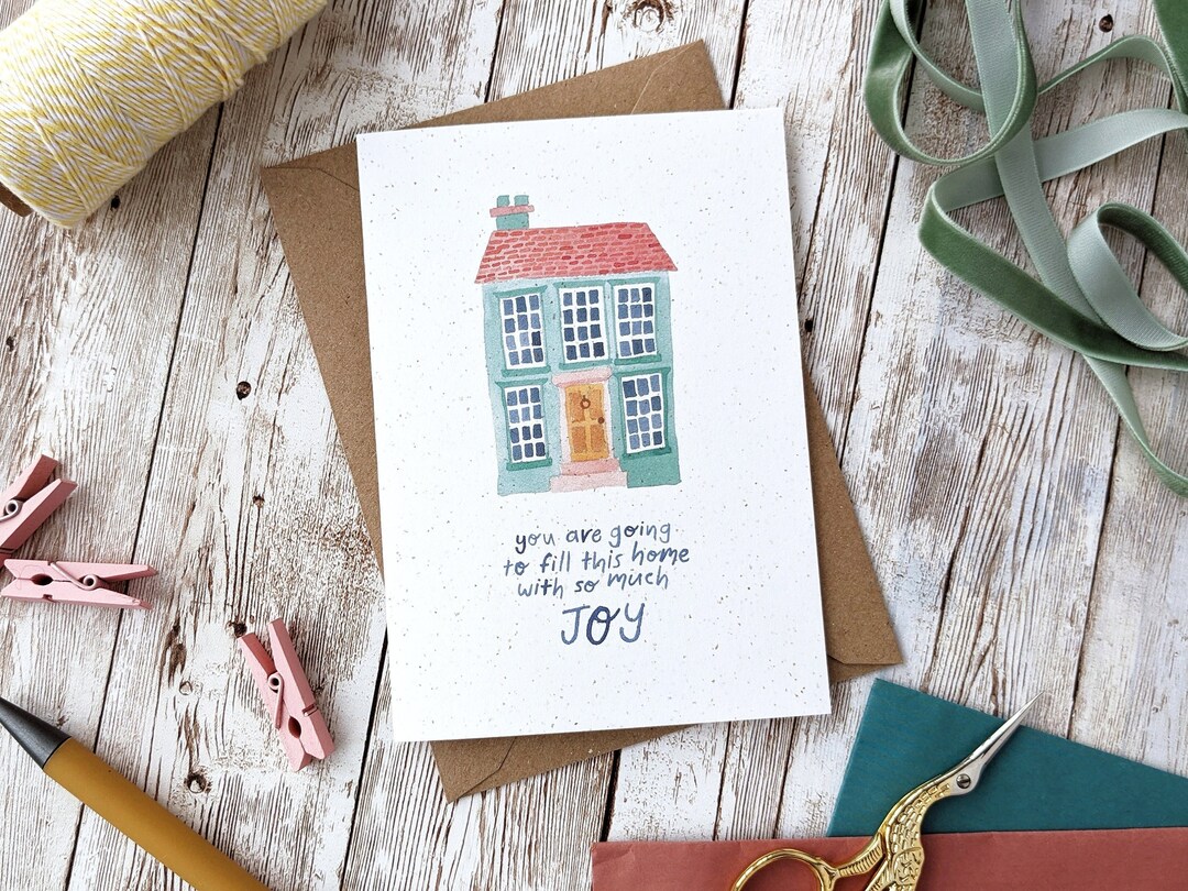 So Much Joy Watercolour New Home Card | A6 or A5 Blank Card ...