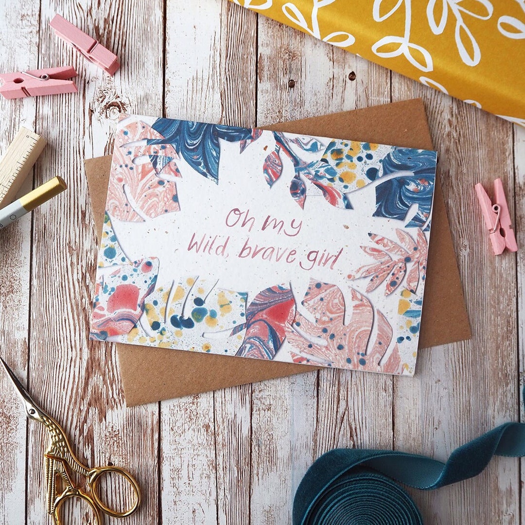 Oh My Wild, Brave Girl Card | Feminist Card for Daughter | Watercolour ...