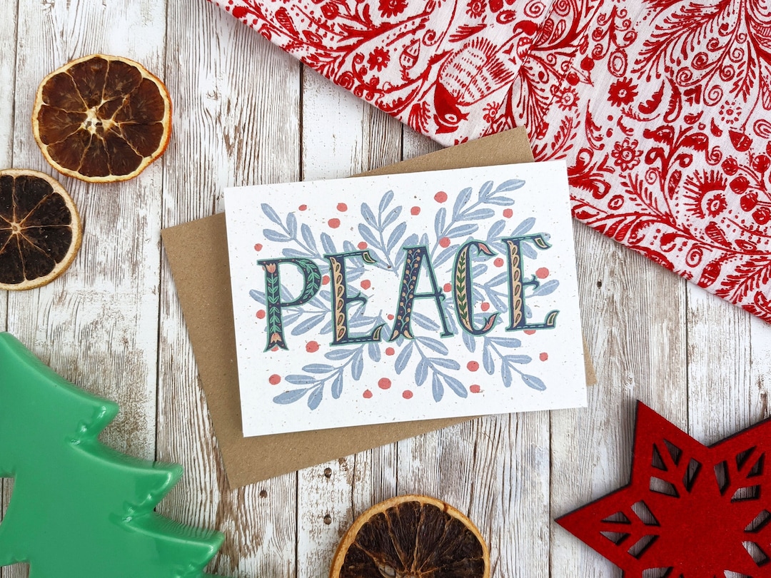 Peace Christmas Card | Hand Painted Folk Art Illustration | A6 Blank ...