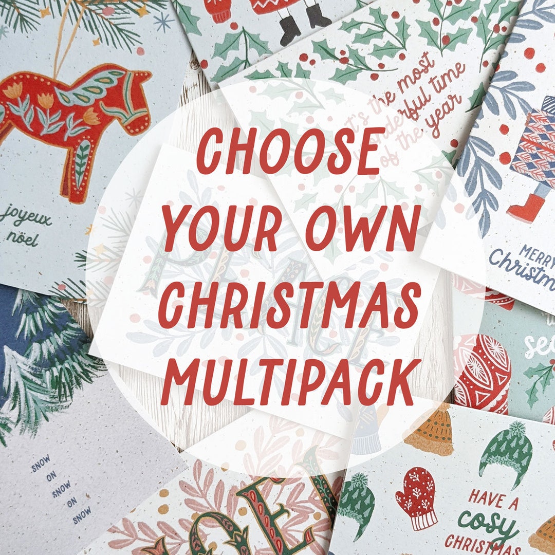Choose Your Own Christmas Card Variety Pack | Set of 5, 10 or 20 Retro ...