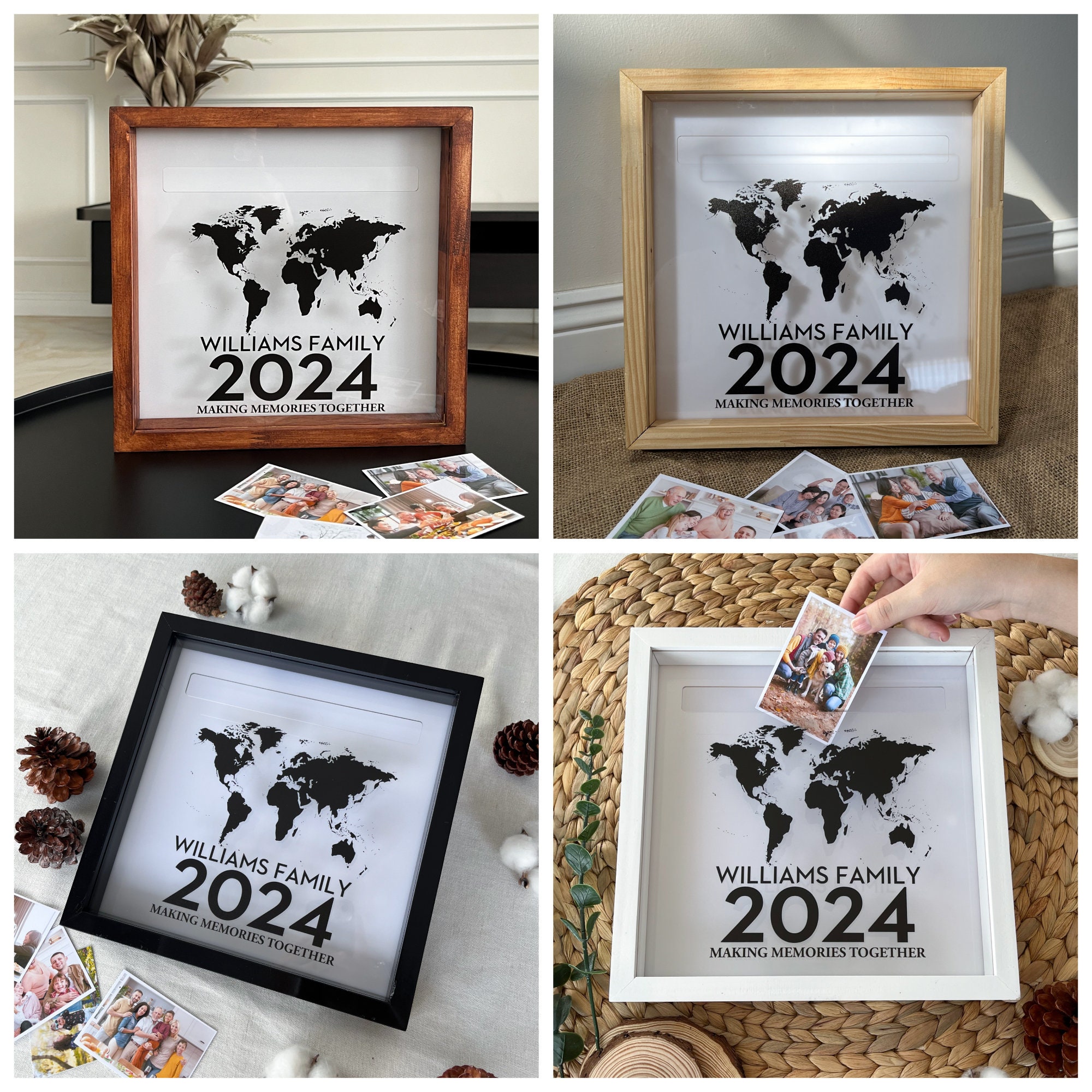 Travel Shadow Box, Personalized Family Adventures Memory Box, Wooden ...