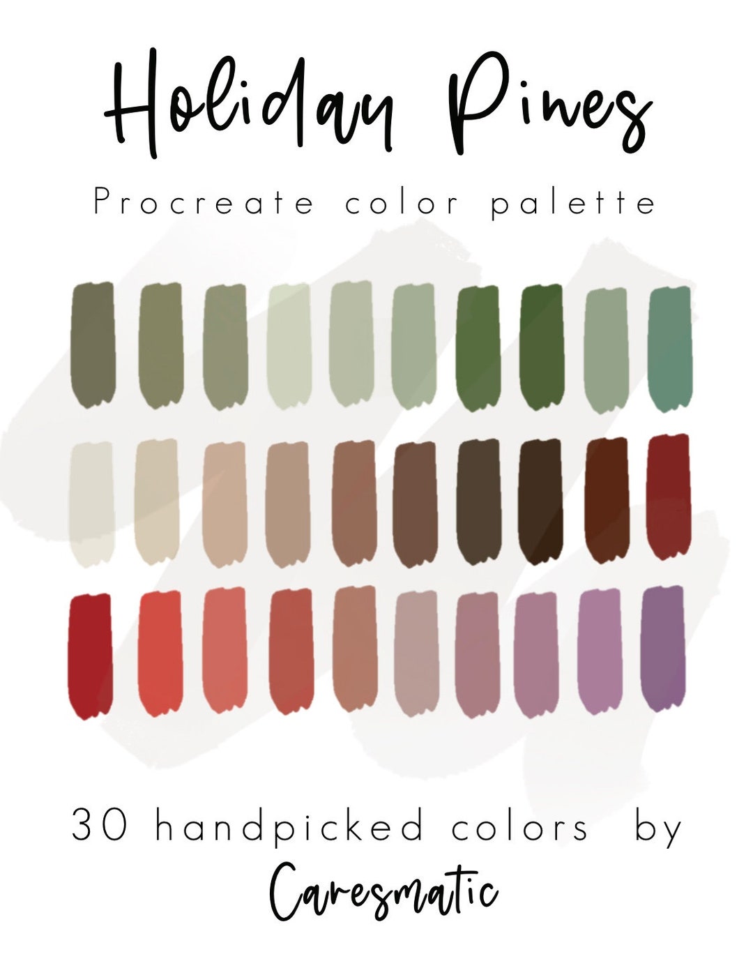 Christmas Pine Color Palette, Winter Colors, Procreate Illustrator ...