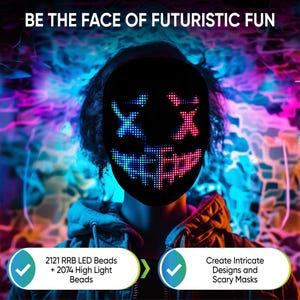 LED Face Transforming Mask: Bluetooth App Controlled, Halloween Mask - Etsy
