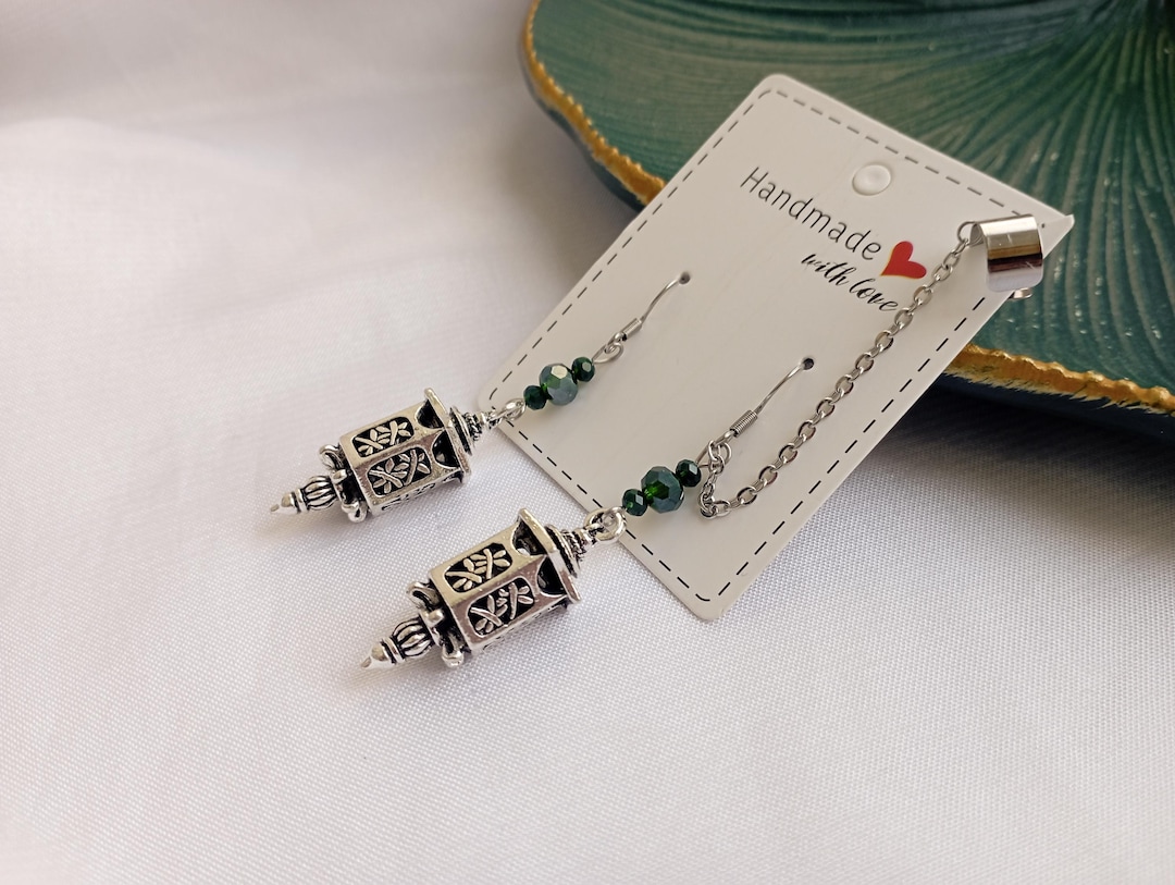Qi Rong Inspired Jewelry: Black&green Mismatched Lantern Earrings and ...