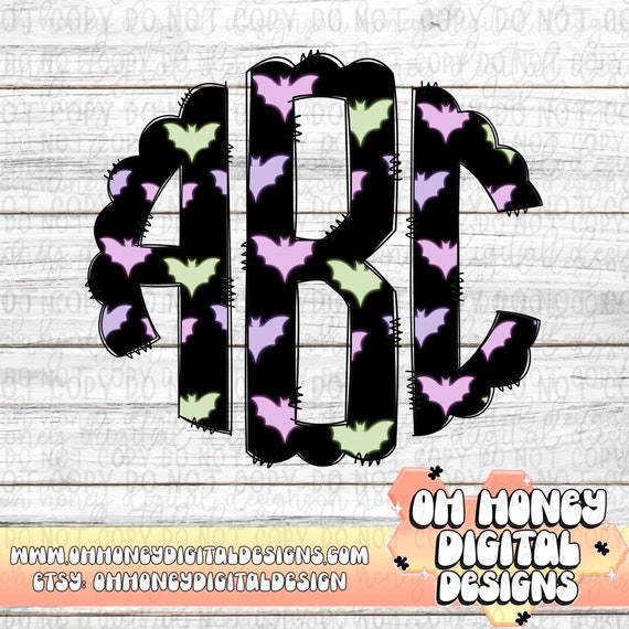Bats Halloween Monogram Set 78 High Resolution Files - Etsy