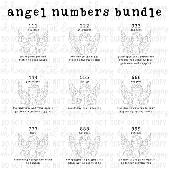 Angel Numbers Bundle PNGS 9 Files - Etsy