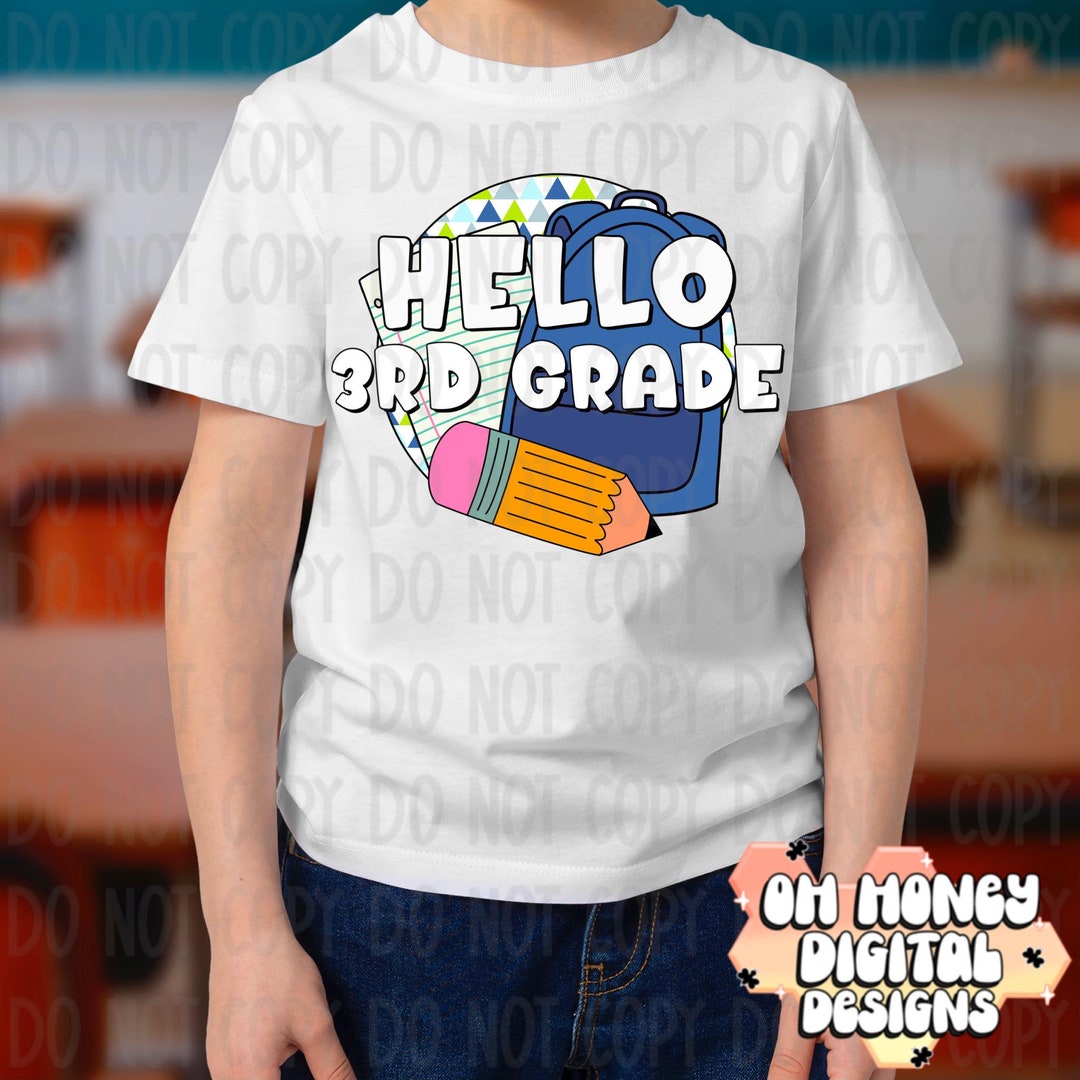 Hello Third 3rd Grade Boy PNG School - Etsy