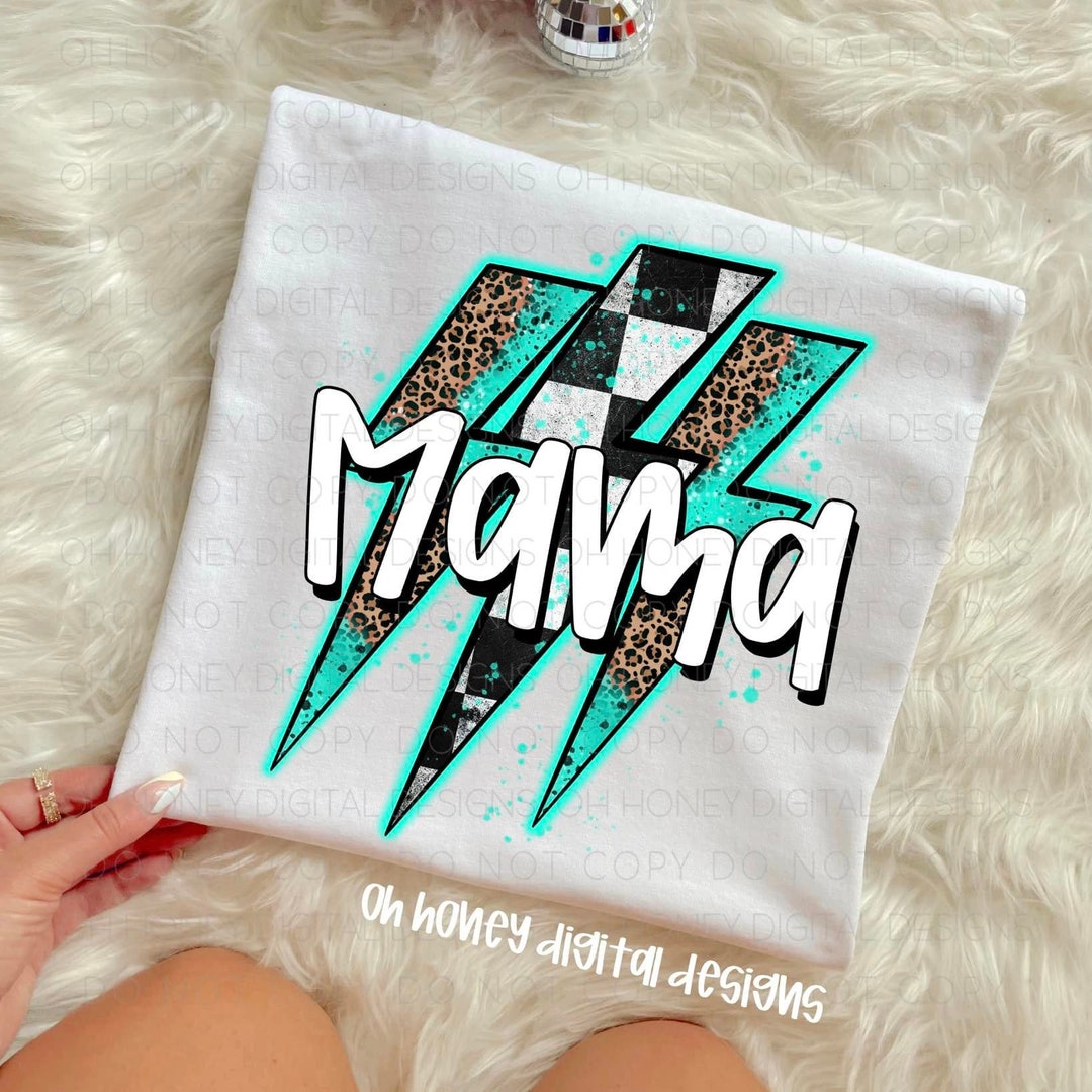 Mama Checkered Teal Cheetah PNG - Etsy