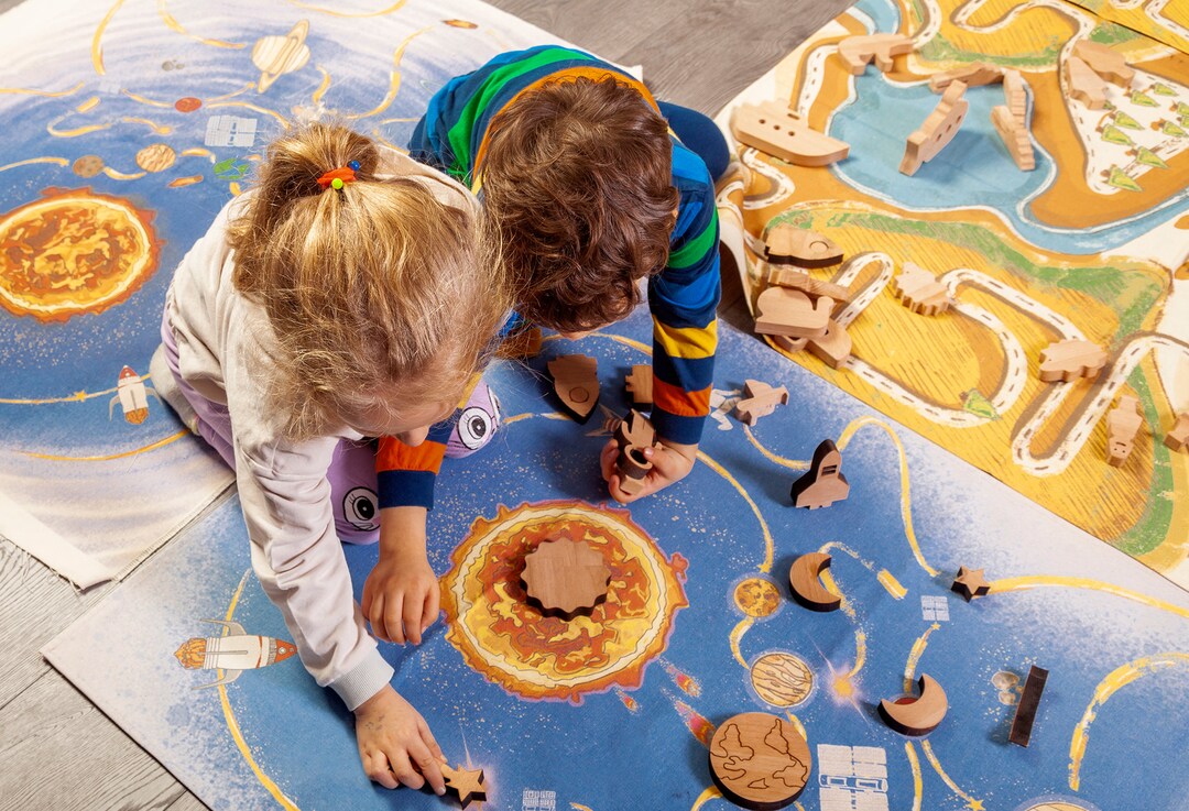 Play Mat Space Adventure Play Mat Cotton Play Mat Kids Play - Etsy