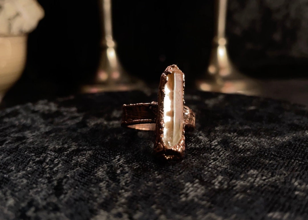 Electroformed Copper Ring With Rock Crystal, for Men and Women Boho ...
