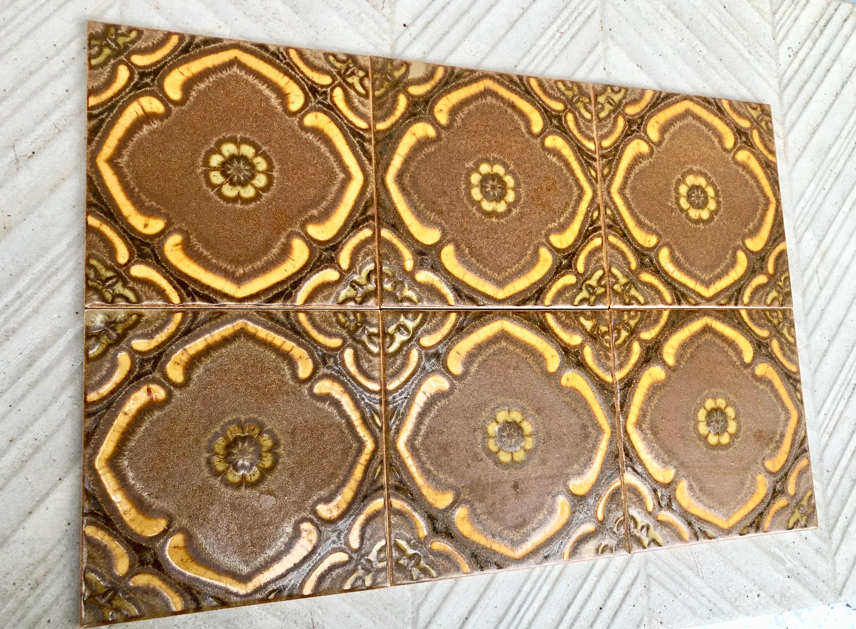 Original 70s Retro Unused Tiles. 6 Pcs Brown, Terracotta,yellow Fat ...