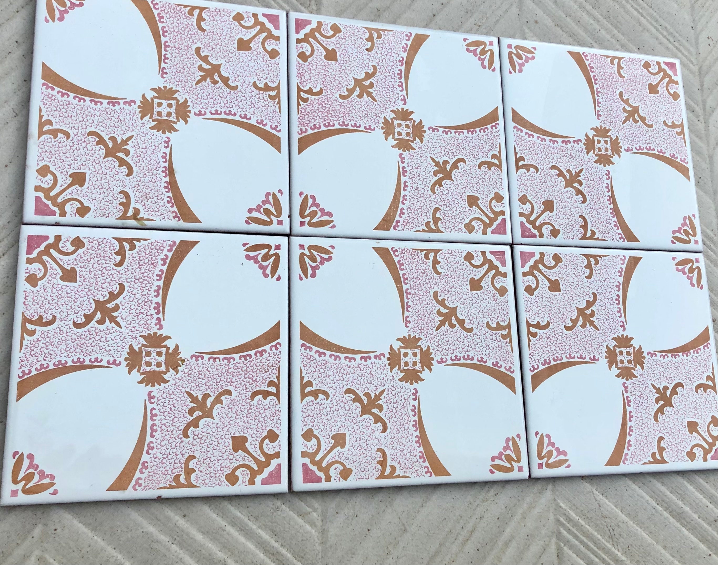 6 Spanish 70s Pink Tiles.vintage Floral Tile Mural. 60s 70s - Etsy