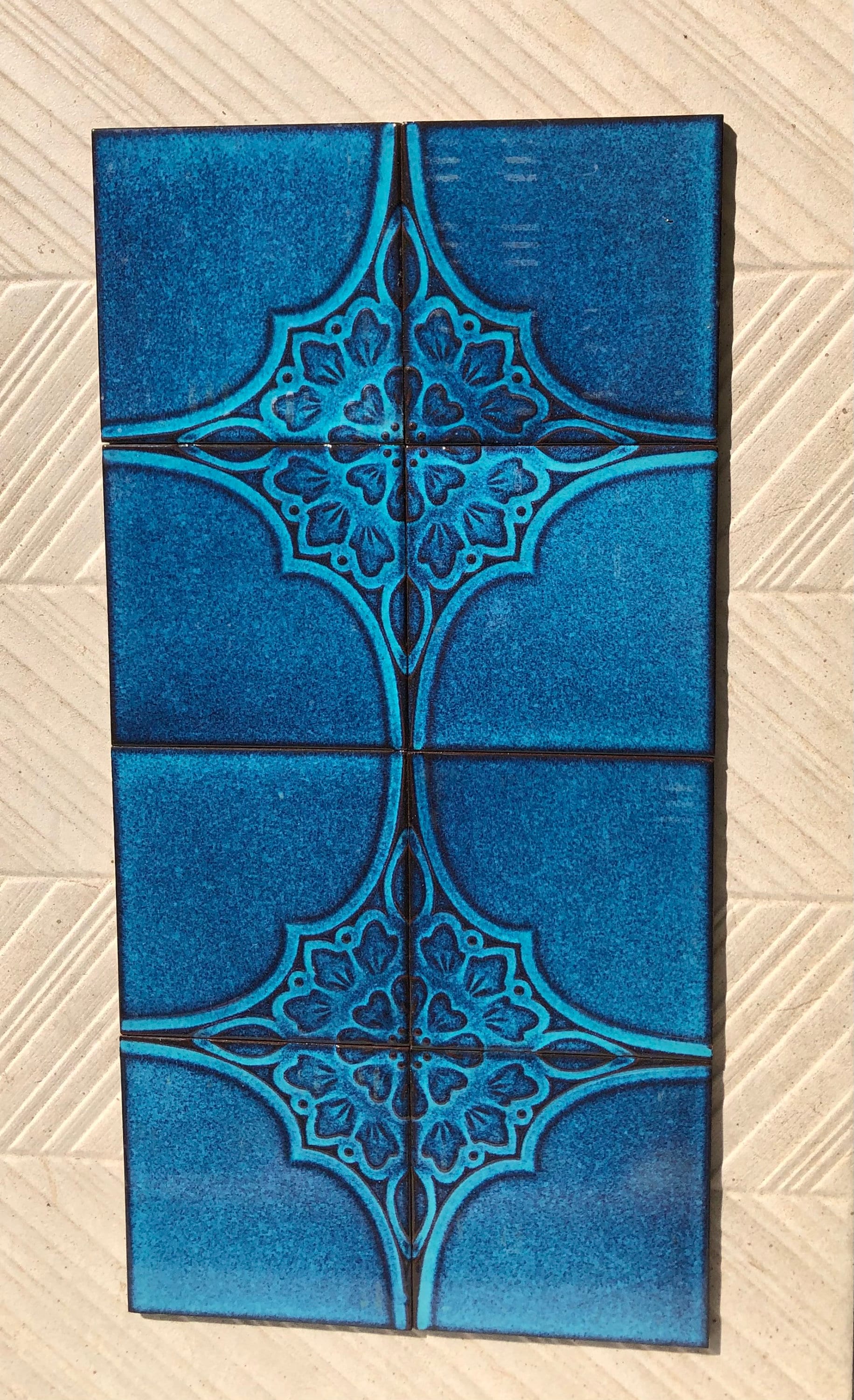 Vintage Tiles From Spain. 8 Pc Mural. 70s Fat Lava Style Blue ...