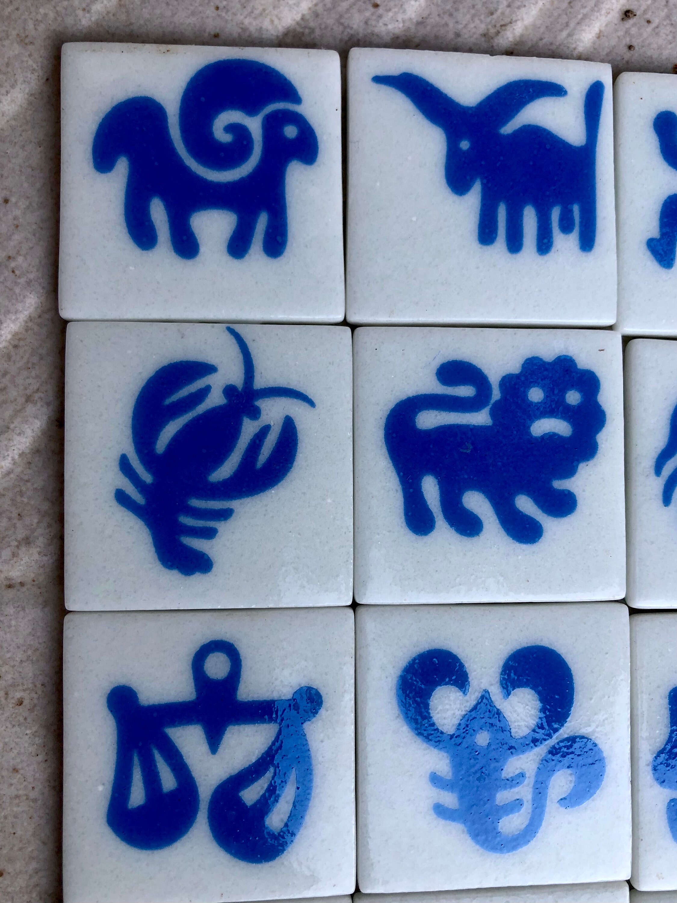 Vintage ZODIAC Signs Glass Tiles. 70s Retro Horoscope Small Tiles in ...
