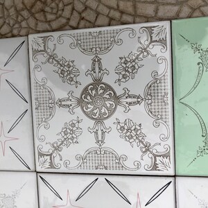 60s 70s Vintage Atomic Tiles, UNUSED. 9 Pc Set Mint,pink, Gray + White ...