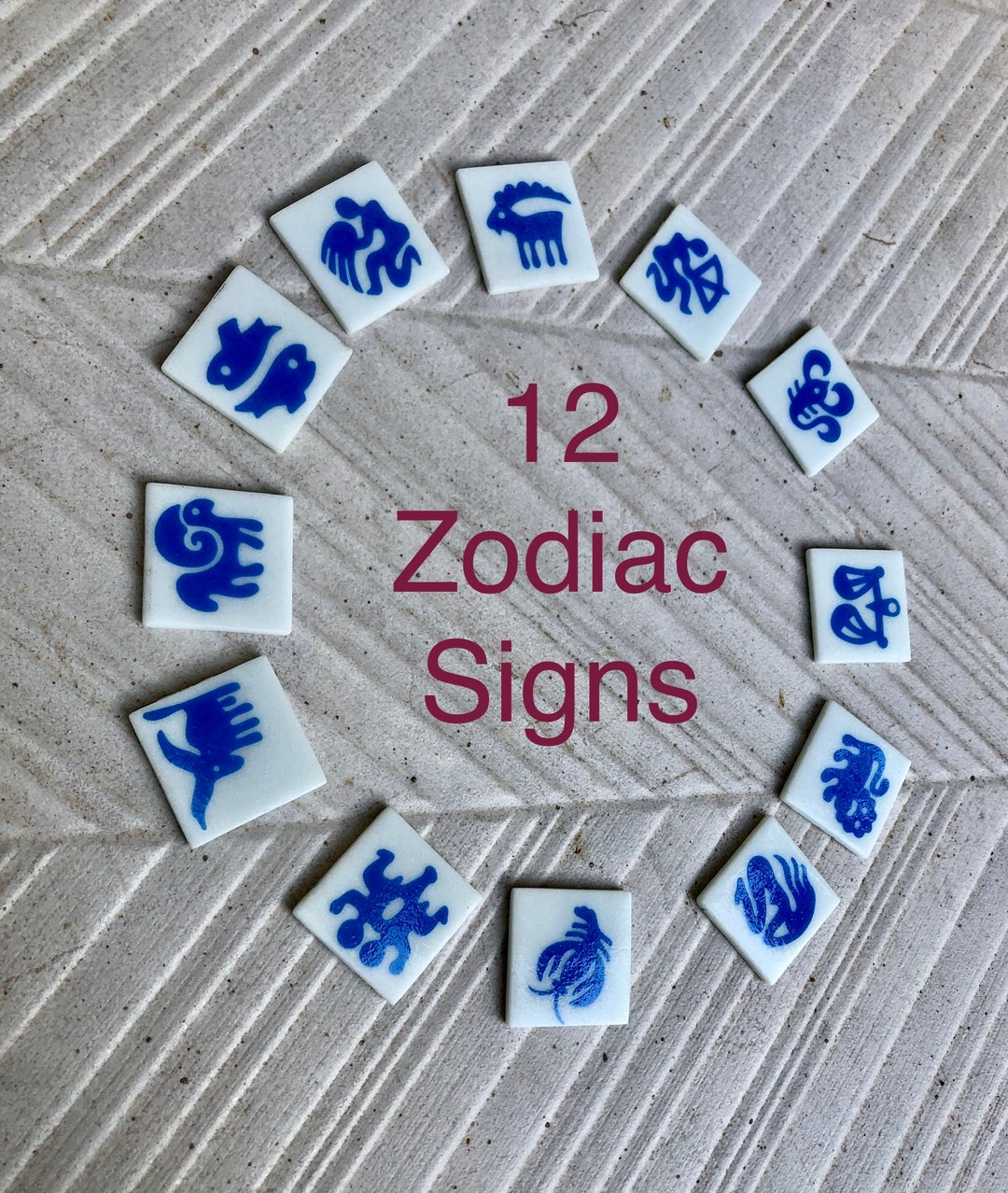 Vintage ZODIAC Signs Glass Tiles. 70s Retro Horoscope Small Tiles in ...