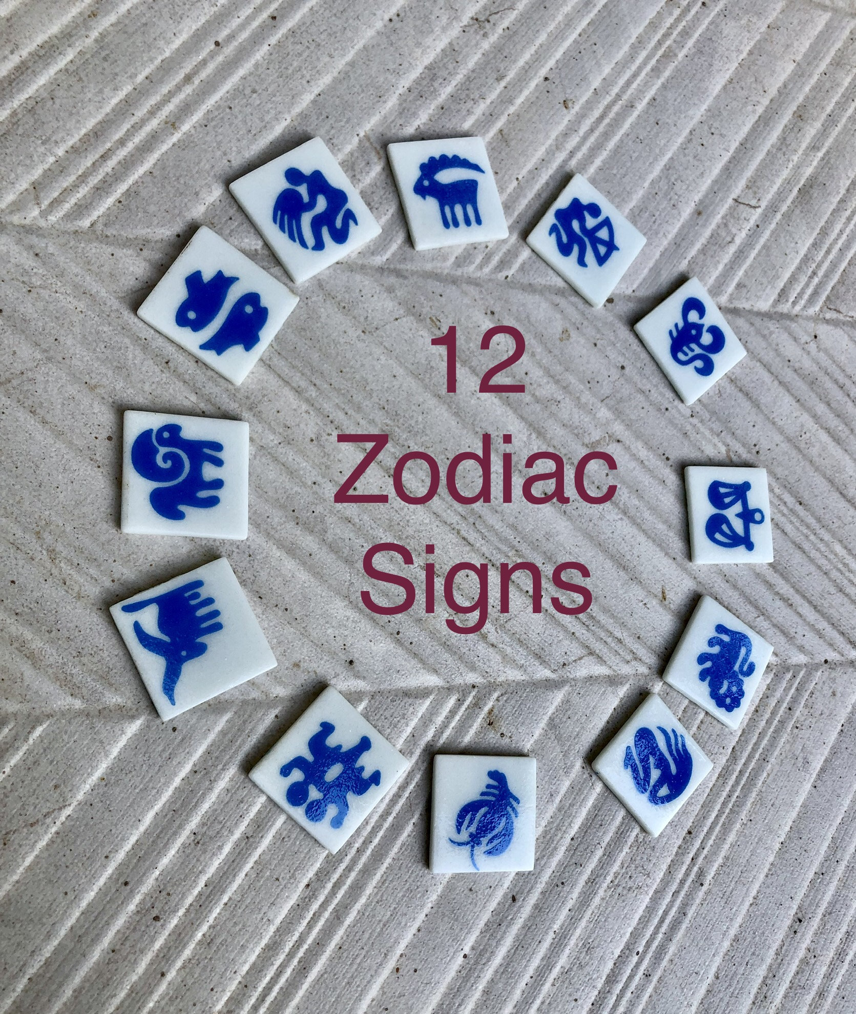Vintage ZODIAC Signs Glass Tiles. 70s Retro Horoscope Small Tiles in ...