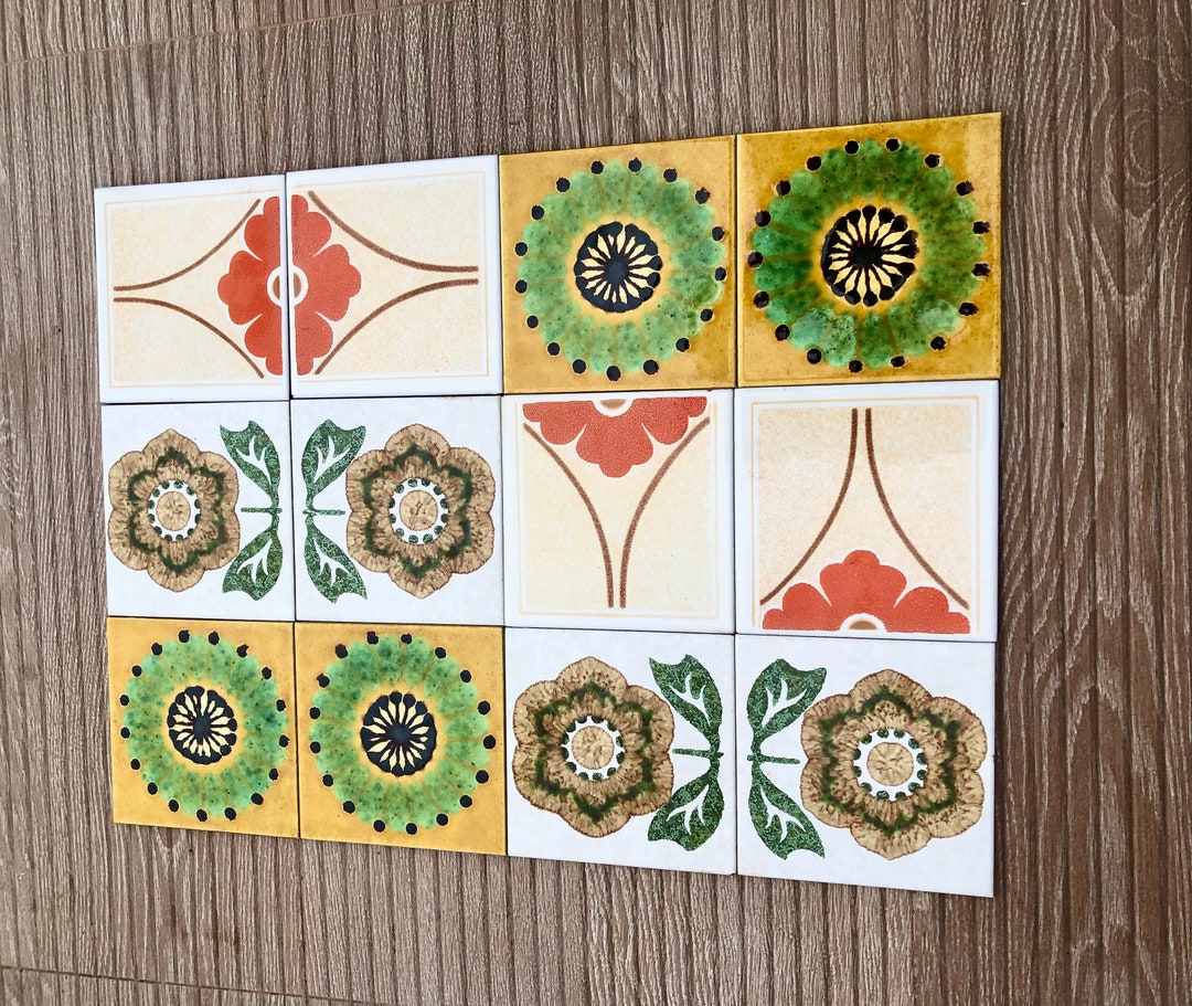Spanish Vintage Glazed 70s Tiles. 12 Pcs . Fat Lava Original Unused ...
