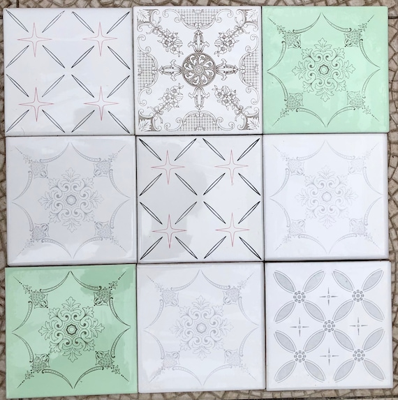 60s 70s Vintage Atomic Tiles UNUSED. 9 Pc Set Mintpink Gray - Etsy