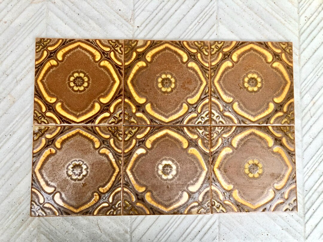 Original 70s Retro Unused Tiles. 6 Pcs Brown, Terracotta,yellow Fat ...