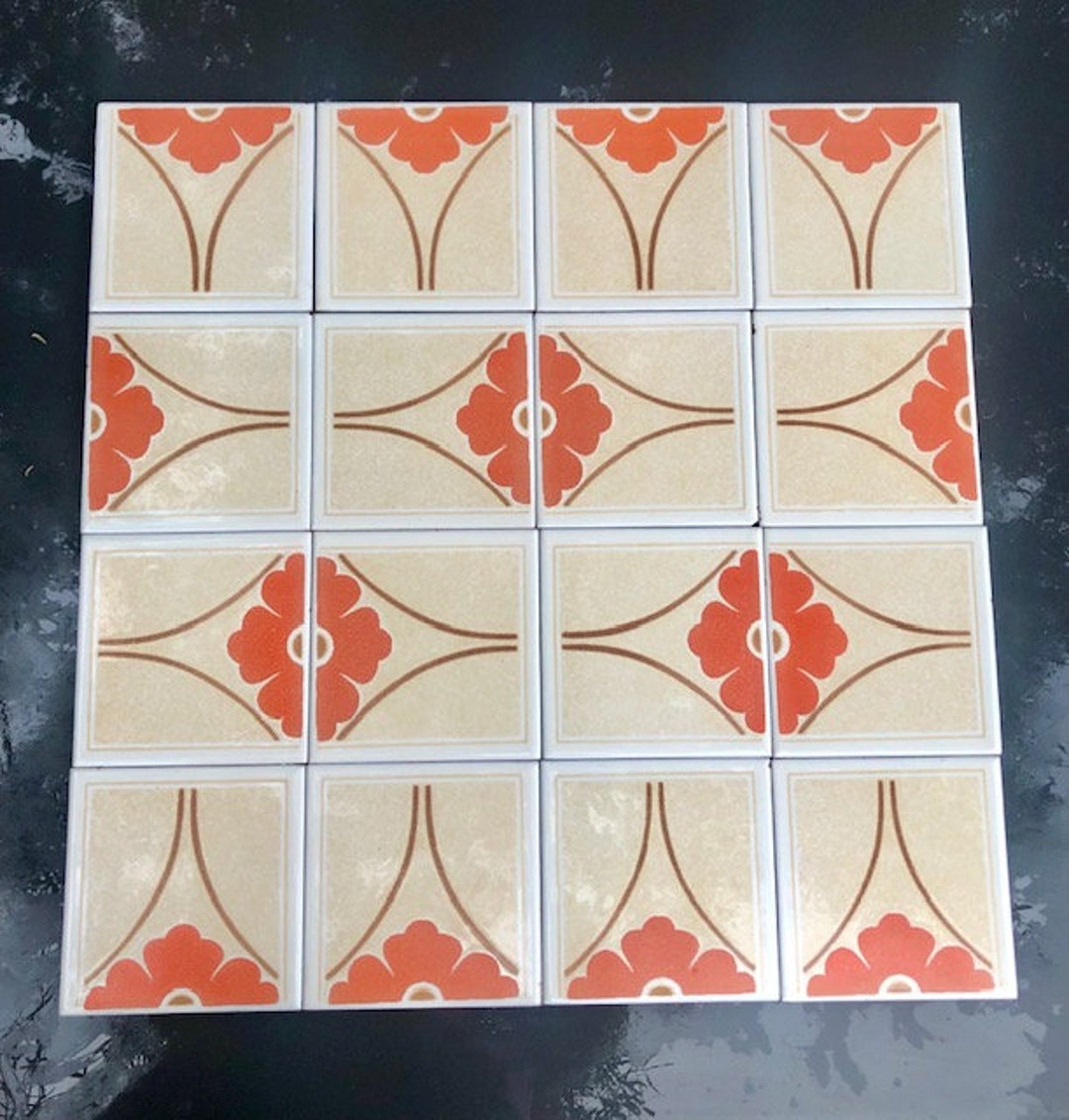 60s 70s Spanish Vintage Retro Tiles. 16 Mid Century ORIGINAL Groovy ...