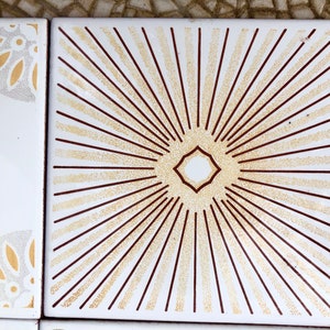 60s 70s Vintage Sunray Geometric Tiles in Orange, Yellow, Brown ...