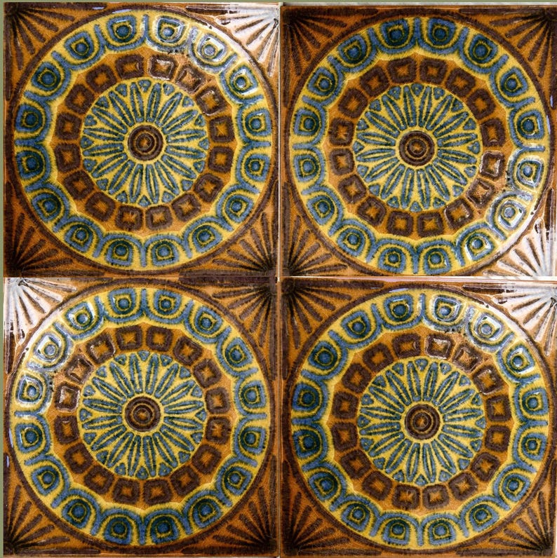 Original 70s Retro Tiles. Brown, Yellow, Blue, Orange. Fat Lava ...
