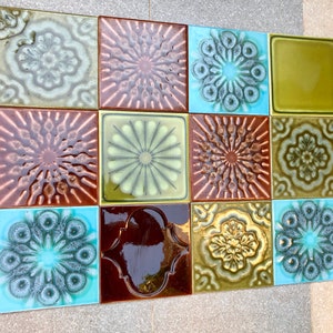 70s Vintage Glazed Retro Tiles. 12 Pc. Fat Lava Spanish NOS Decorative ...