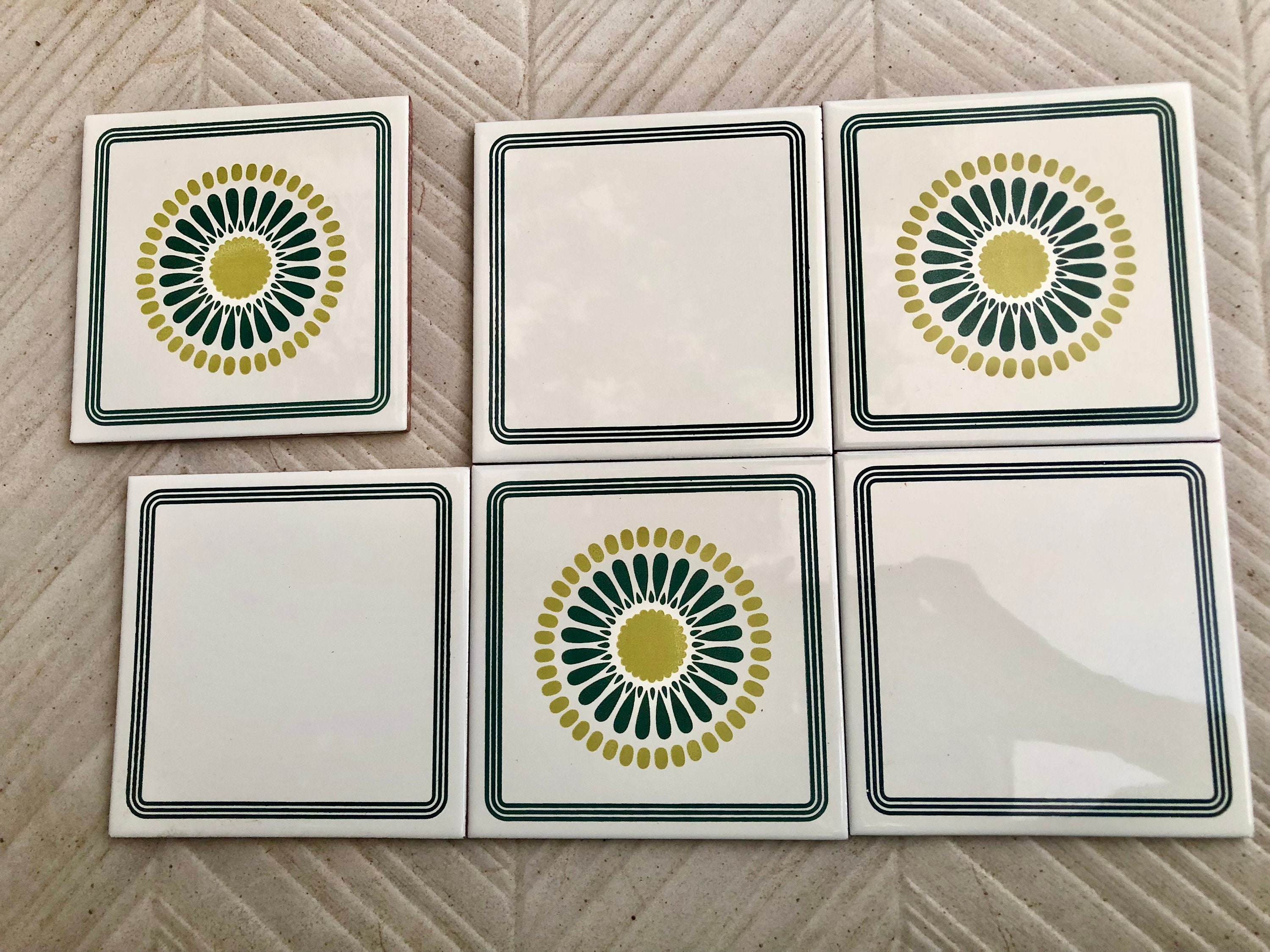 60s 70s Spanish Vintage Retro Tiles. 6 Mid Century ORIGINAL Groovy ...