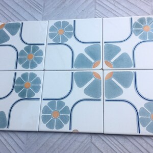 70s Spanish Vintage Tile Mural. Mid Century Groovy Flower Tiles, Pop ...