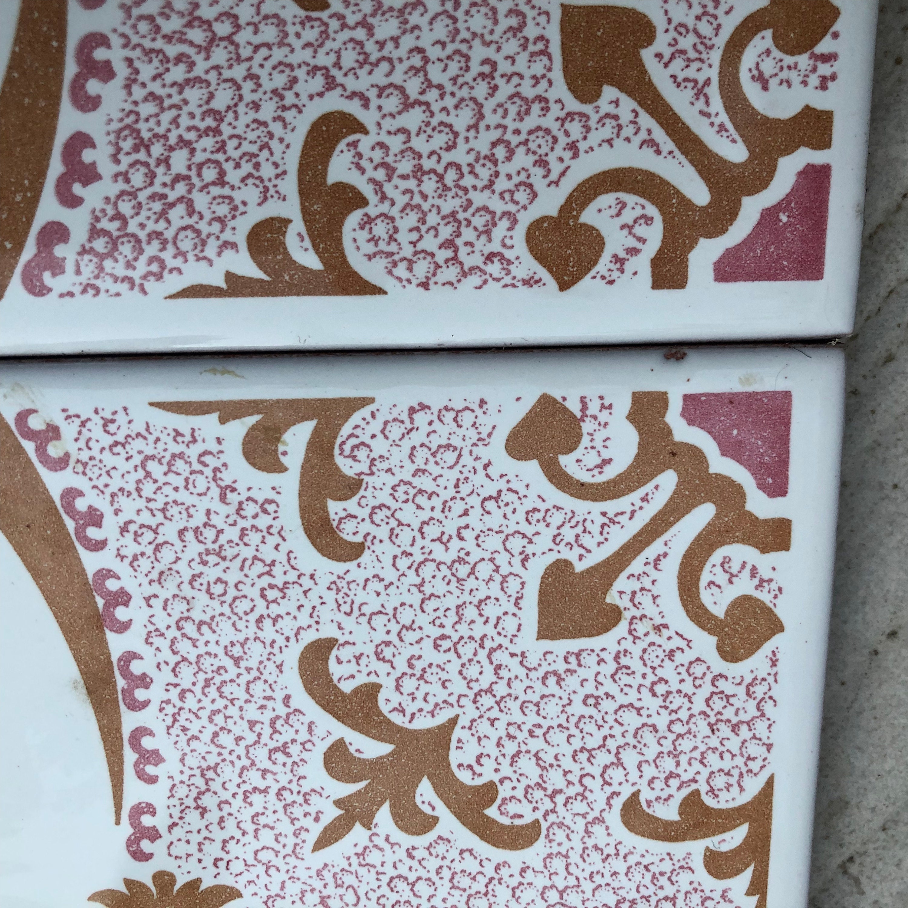 6 Spanish 70s Pink Tiles.vintage Floral Tile Mural. 60s, 70s Decor, Mid ...