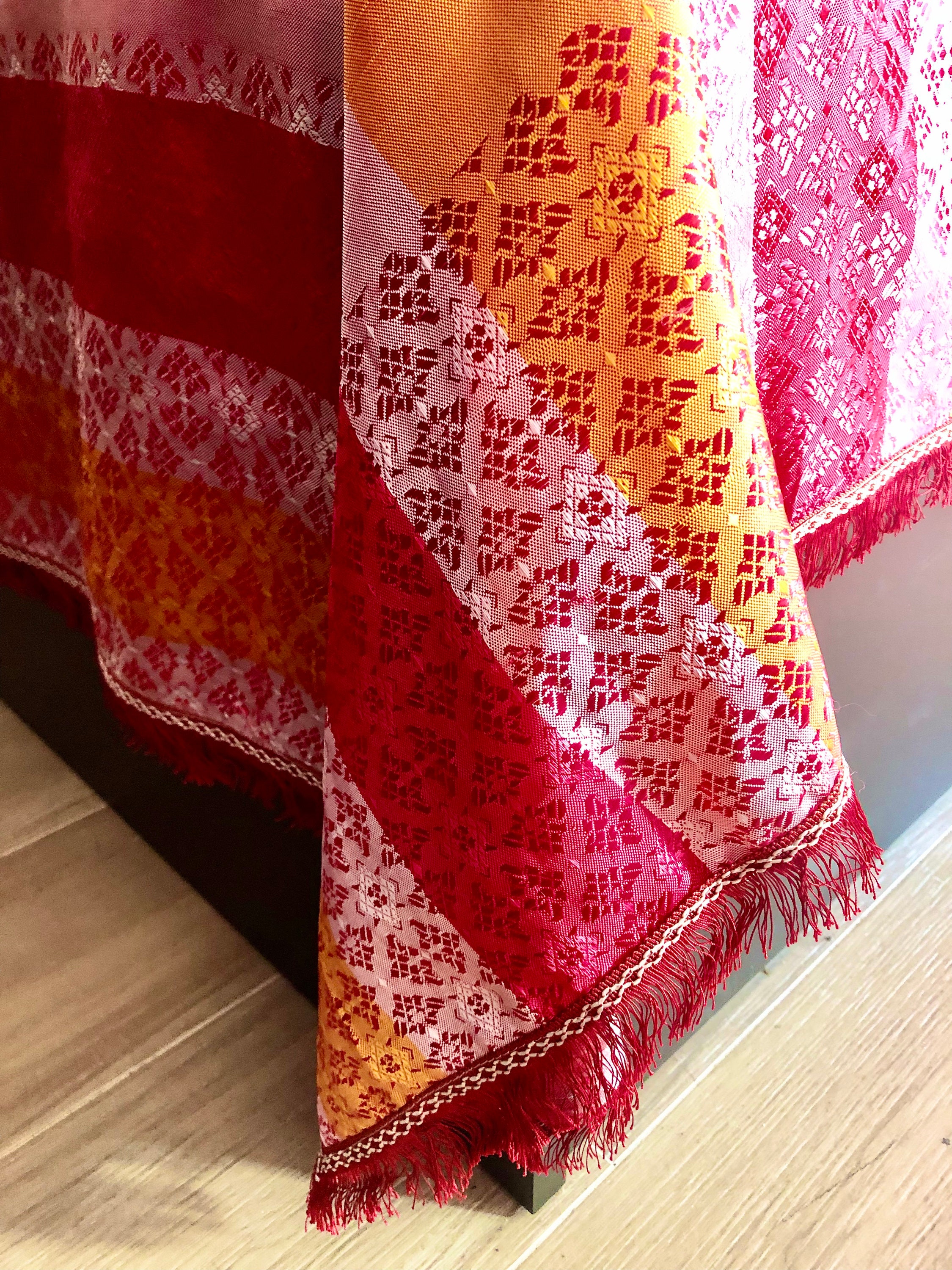 1920s Silk Damask PINK Bedspread With Fringes. Vintage Brocade Bedcover ...