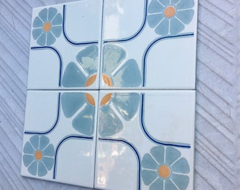 70s Spanish Vintage Tile Mural. Mid Century Groovy Flower - Etsy