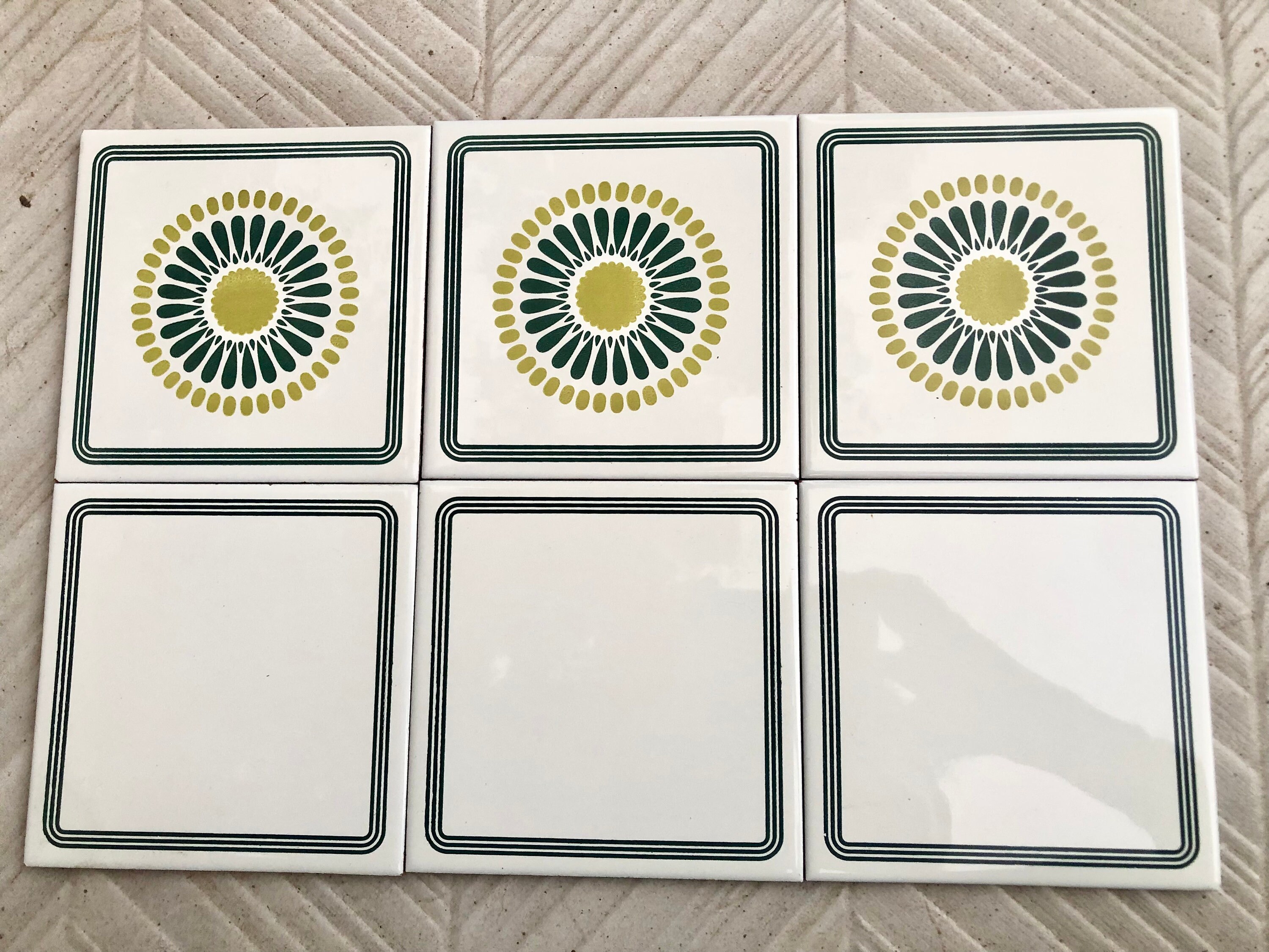 60s 70s Spanish Vintage Retro Tiles. 6 Mid Century ORIGINAL Groovy ...